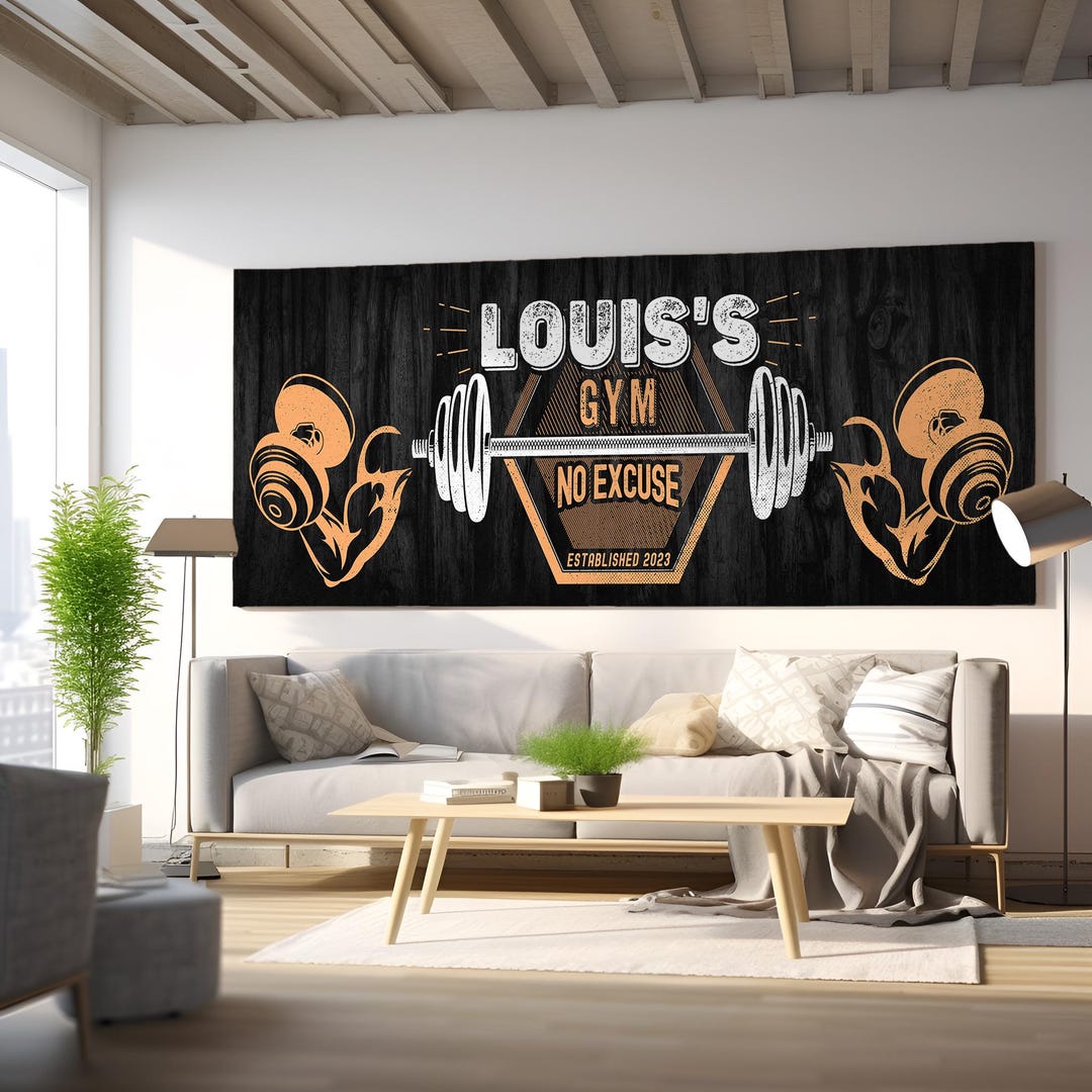Personalized Gym Sign, Home Gym Wall Decor, Fitness Workout Wall Art ...