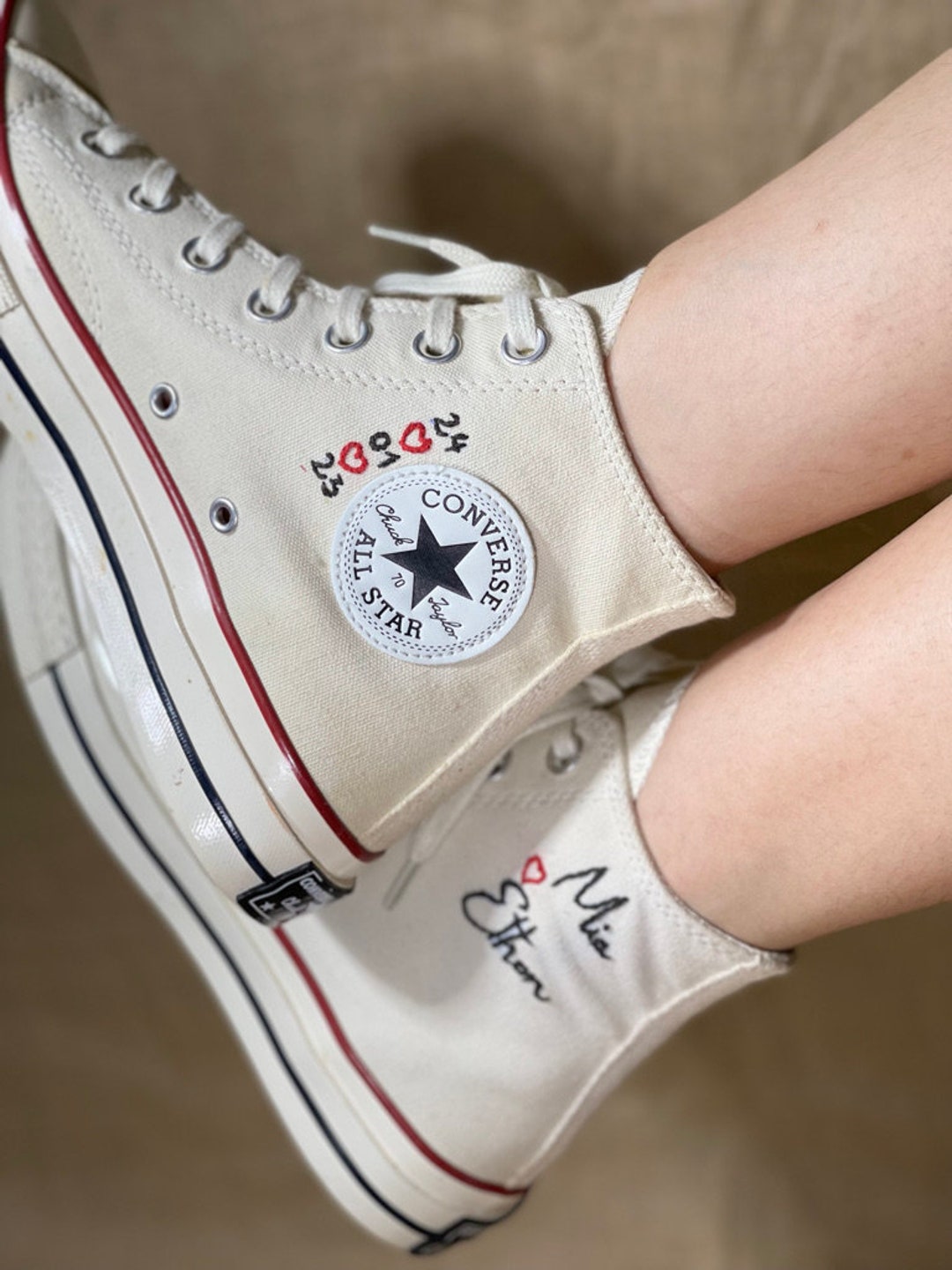 Couple Custom Converse, Chuck Taylor Embroidered Converse Shoes, Name ...