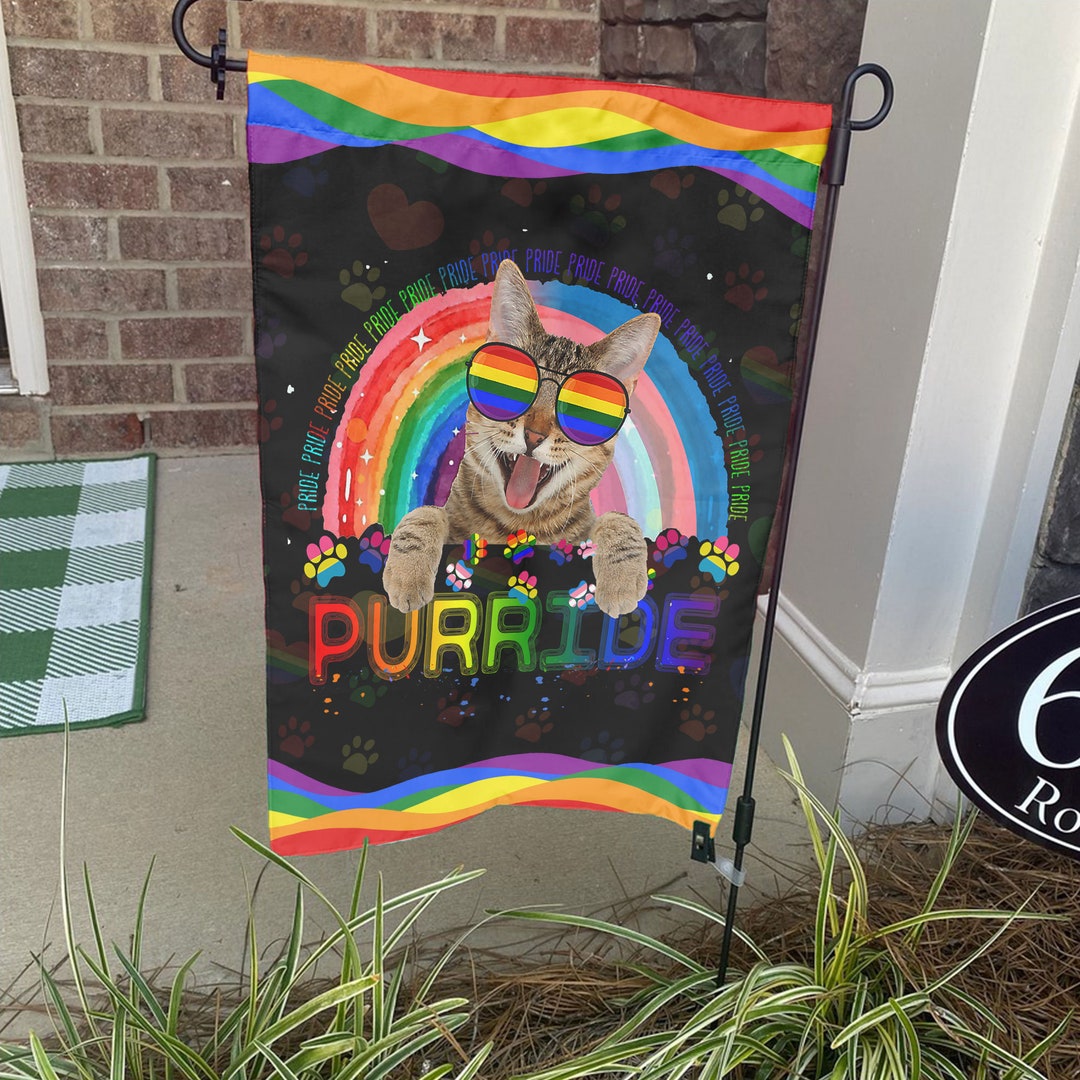 Purride Cat Flag, LGBT Gay Lesbian Pride Flag, Rainbow Sunglasses LGBTQ ...