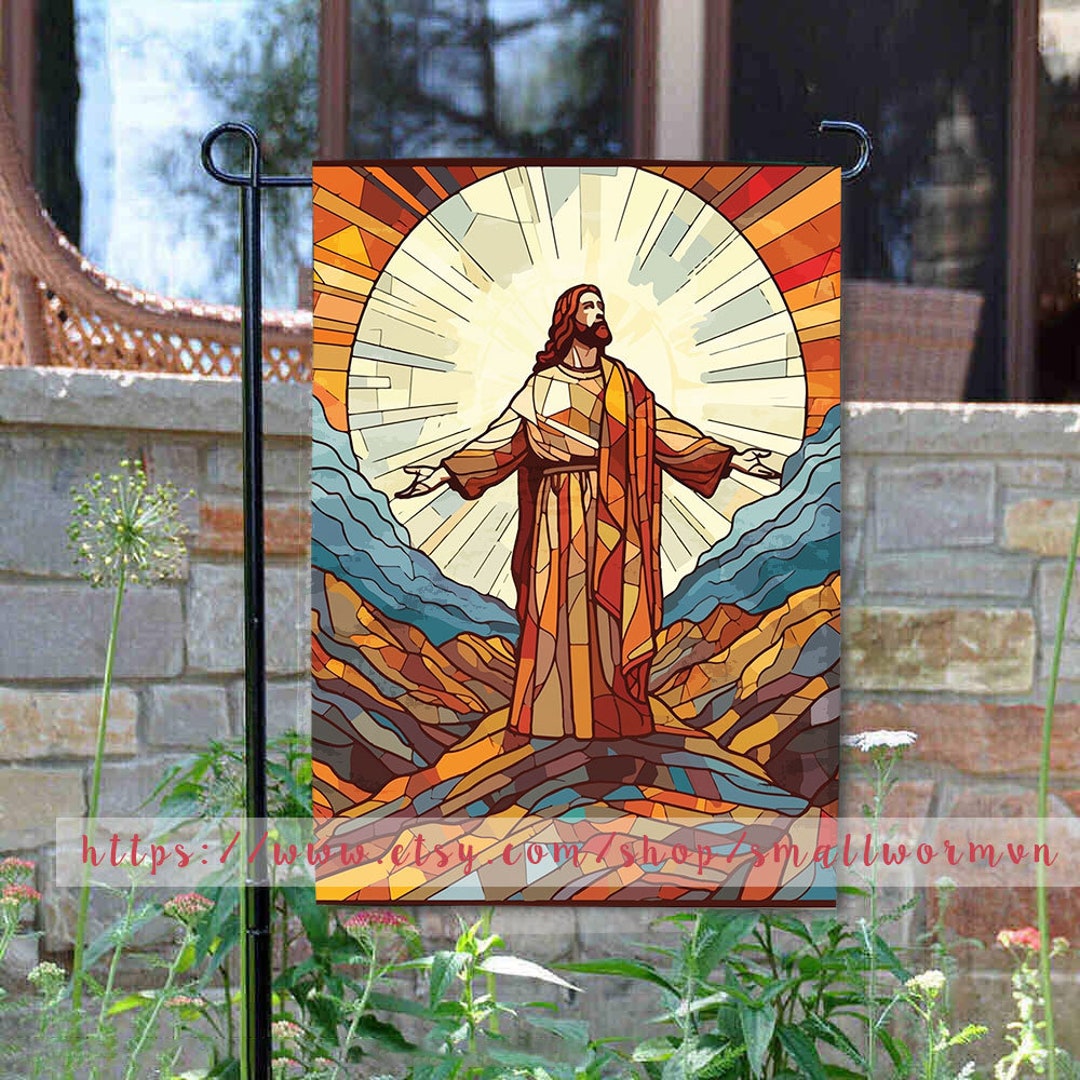 Jesus Christ Garden Flag, Religious Yard Decor, Seasonal Garden Flag ...