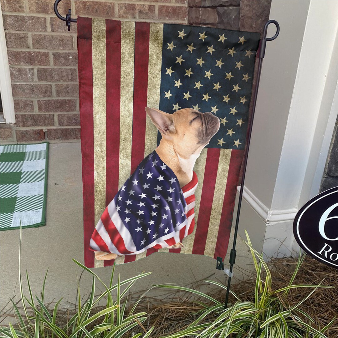 French Bulldog (fawn) USA Tea Flag, American Flag, Dog Lover Gifts, 4th ...