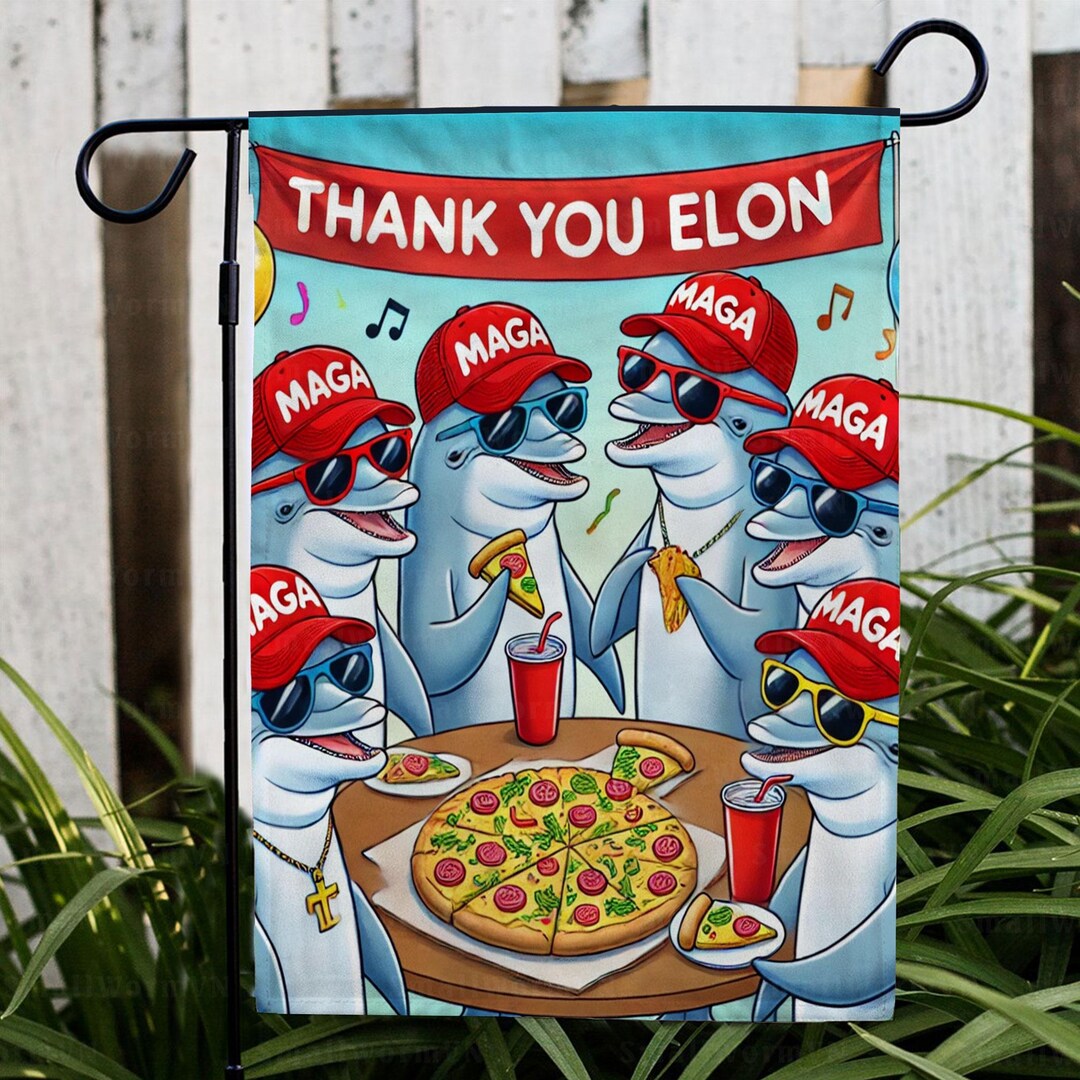 Thank You Elon Dolphin Party Themed Flag, President Trump and Elon Musk ...