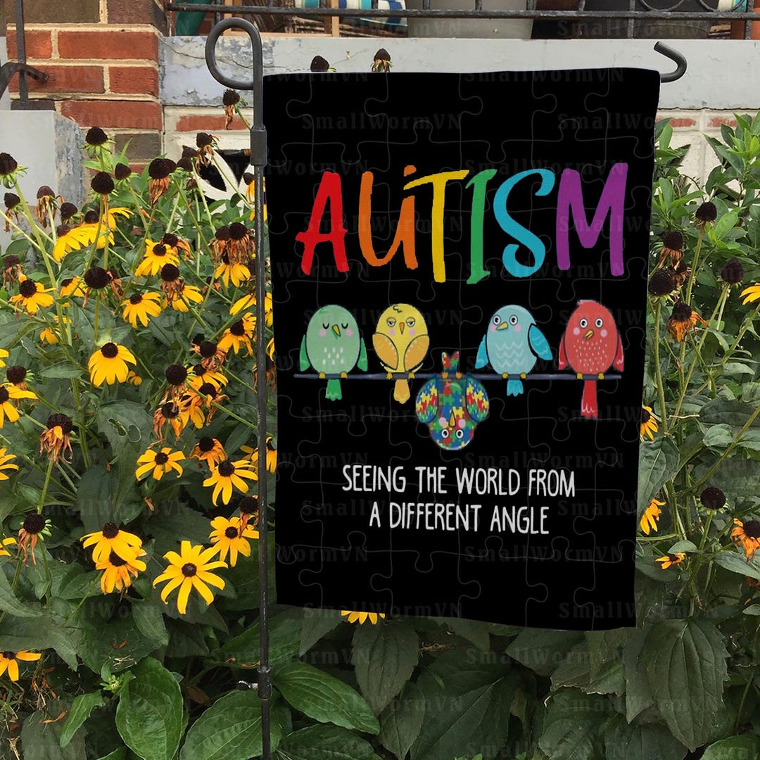 Cute Owl Color Puzzles Autism Flag, Autism Awareness Home Garden Banner ...