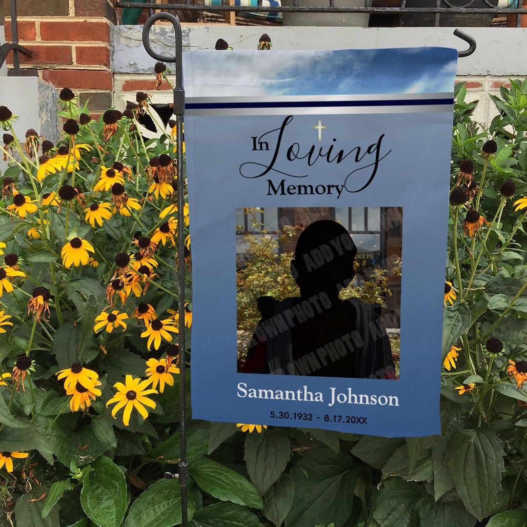 In Loving Memory Flag, Custom Photo Memorial Flag, Funeral Garden Flag ...