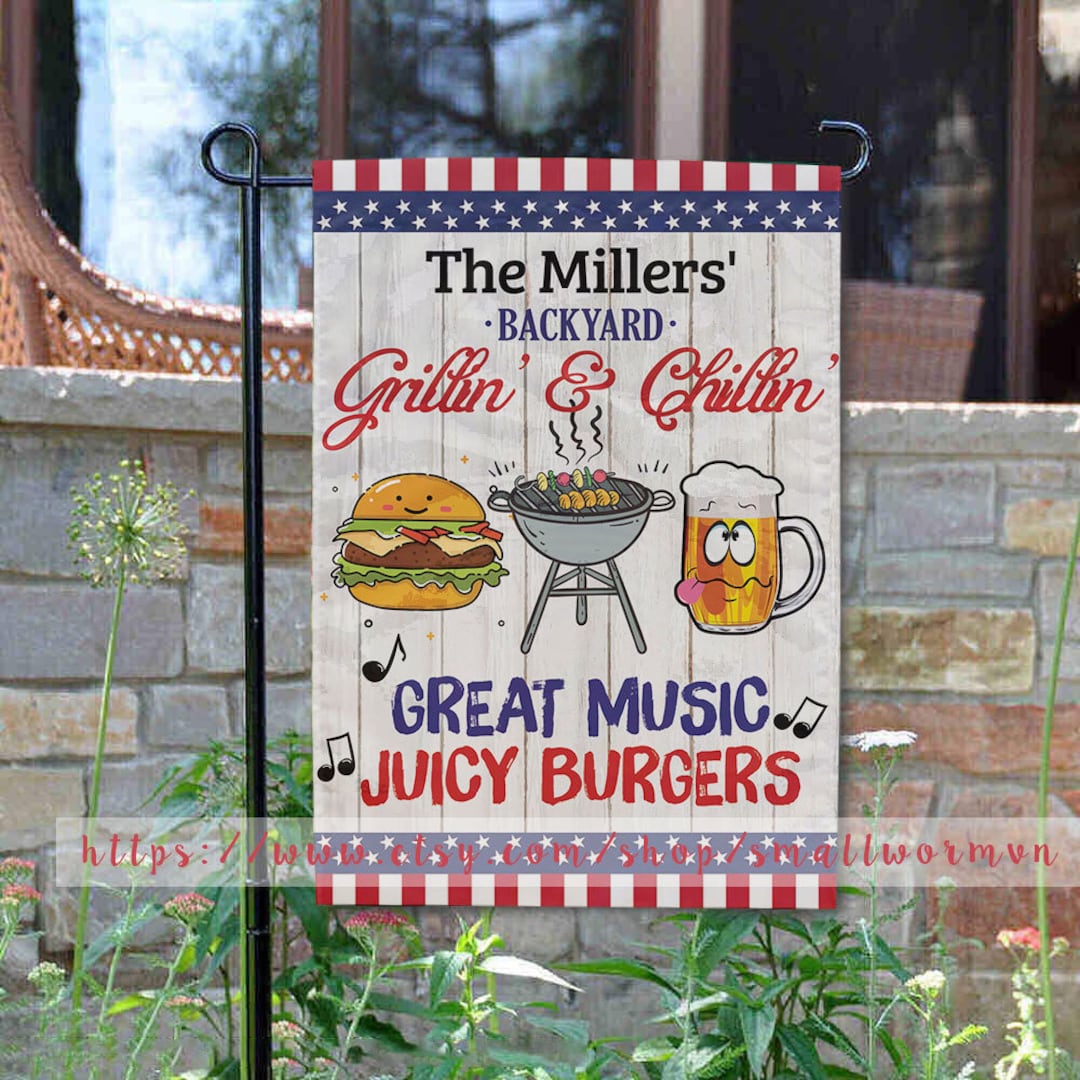 Customized Bar and Grill Party Flag, Backyard Drinking Party Flag, Bar ...