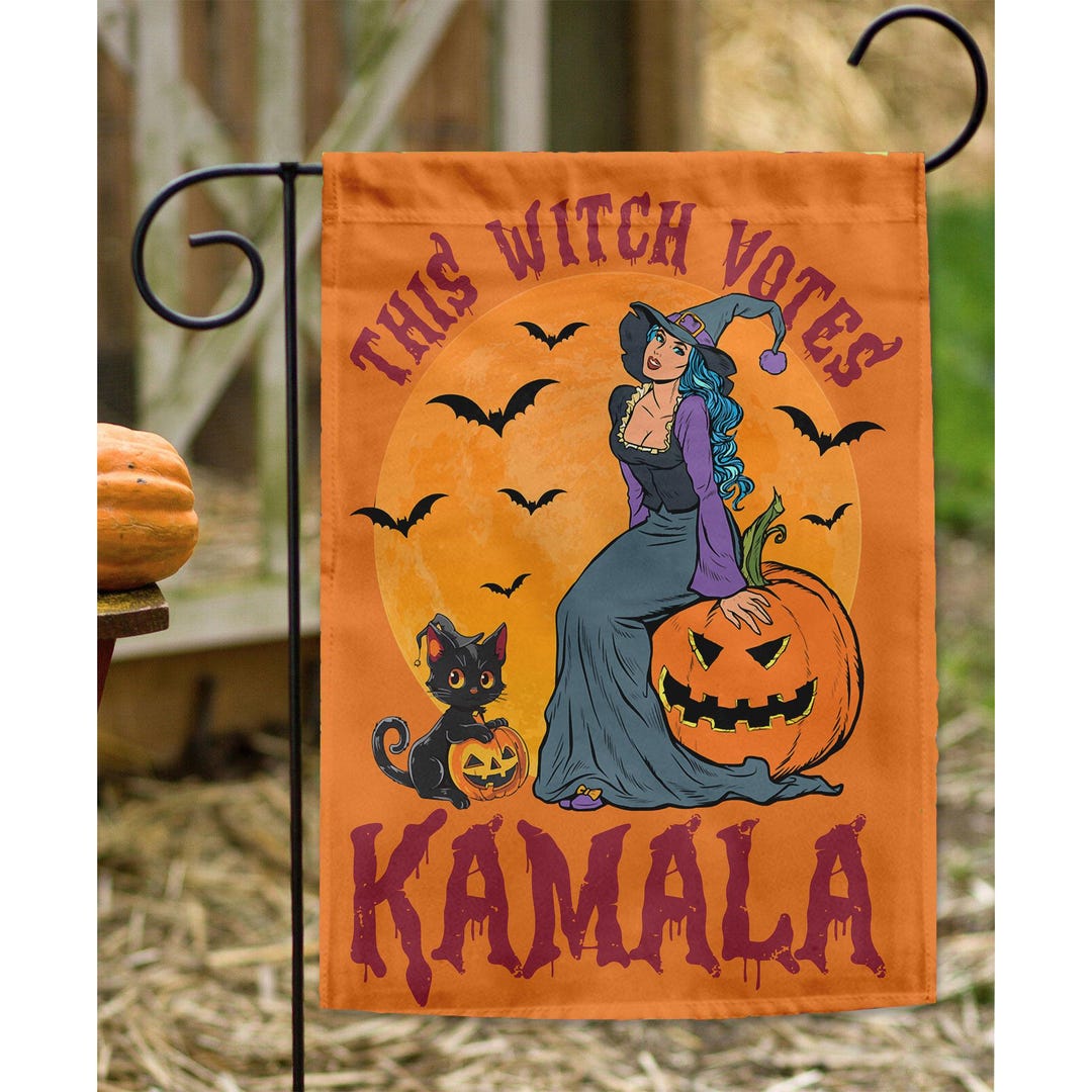 This Witch Votes Kamala Harris Halloween Voting President Flag ...