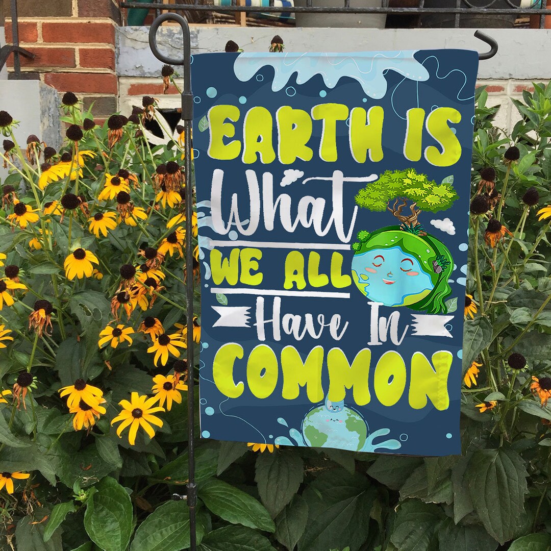 Earth Day Saving the Environment Sustainably Flag, Less Plastic More ...