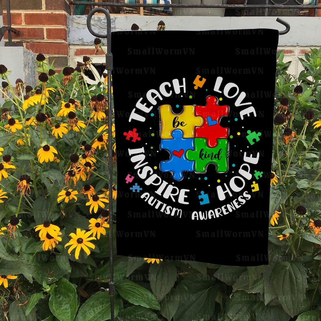 Autism Awareness Teach Hope Love Flag, 2nd April Autism Support, in ...