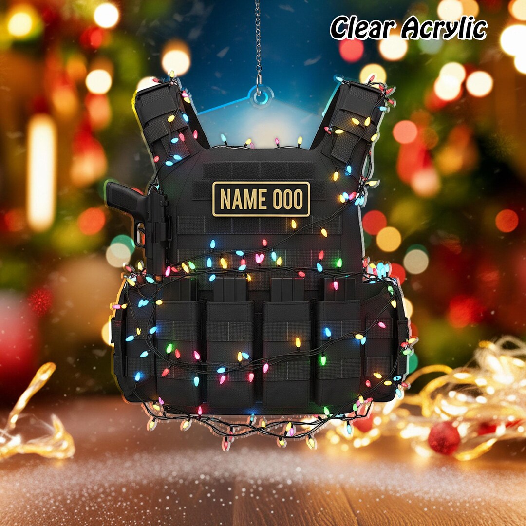 Personalized Tactical Vest With Lights Ornament, Custom Military Gift ...