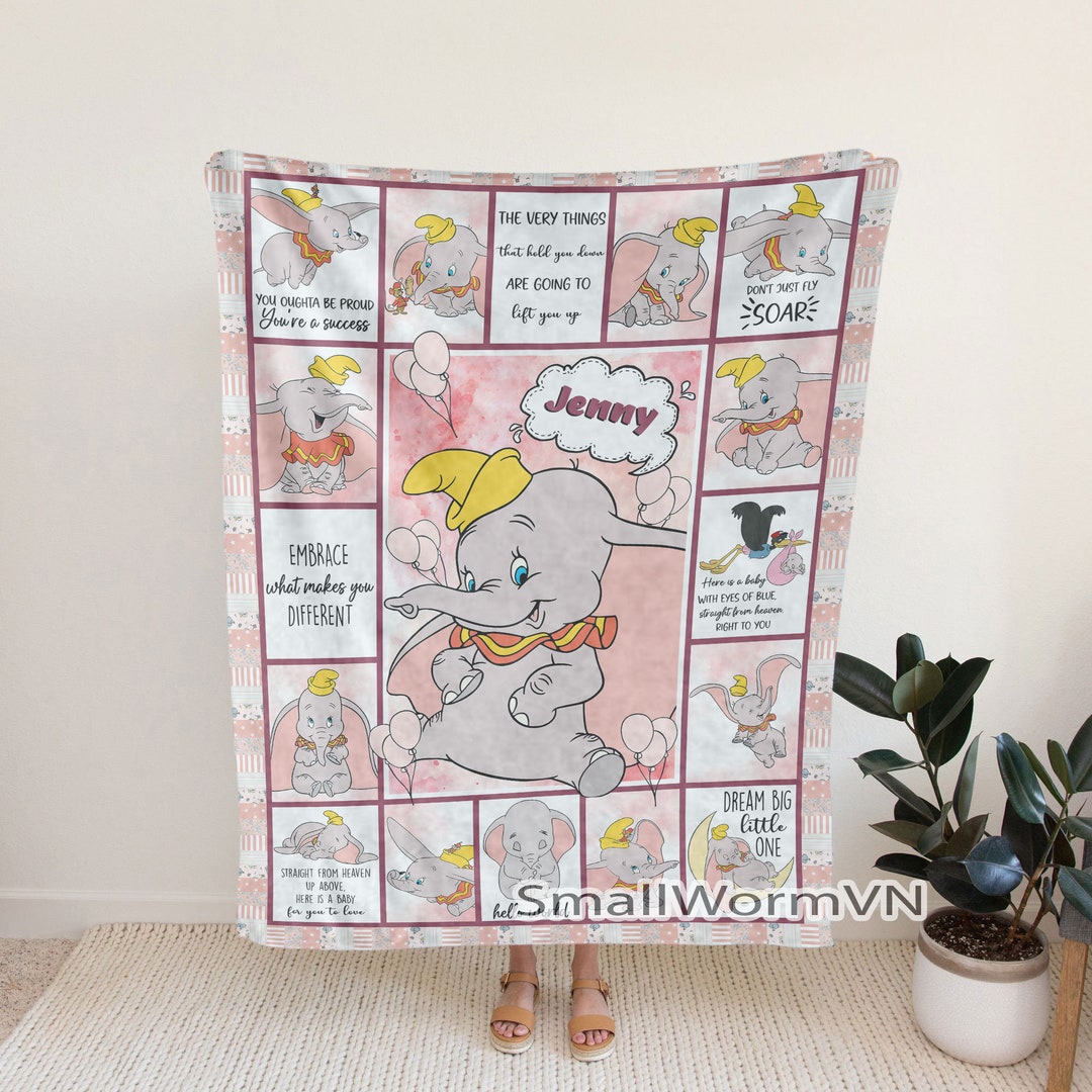 Pinky Dumbo Elephant Blanket, Magic Kingdom Dumbo Blanket, Classic ...
