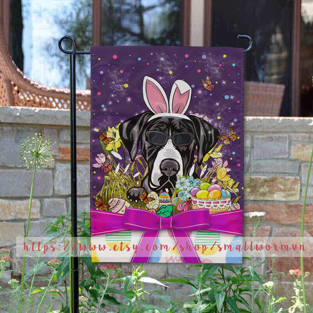 Easter Great Dane Dog Bunny Ears Flag, Easter Basket Garden Flag ...