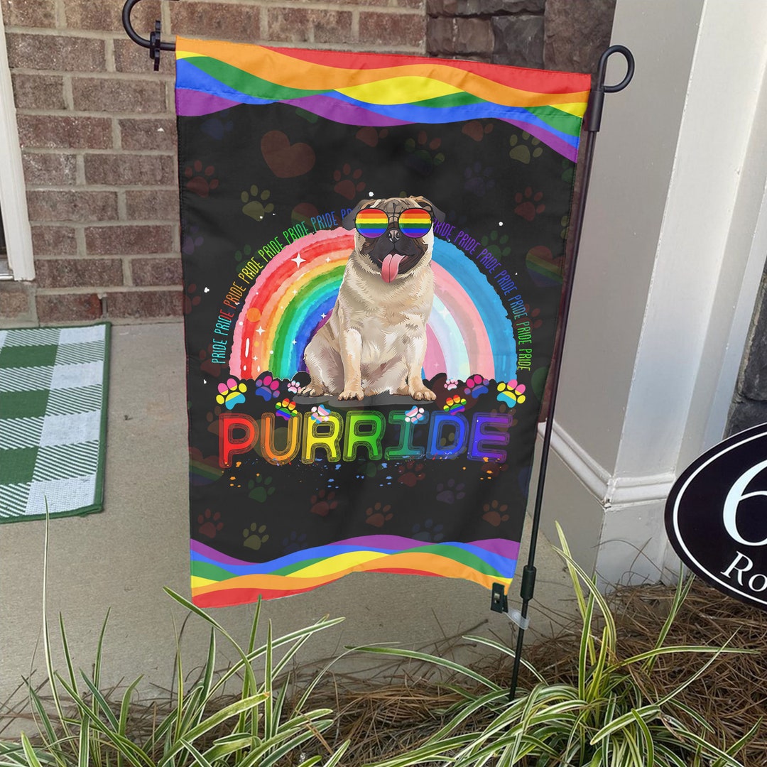 Purride Pug Dog Flag, LGBT Gay Lesbian Pride Flag, Rainbow Sunglasses ...