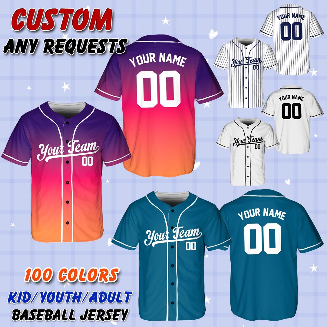 Personalized Sports Team Jersey, Custom Name Number Baseball Jersey ...