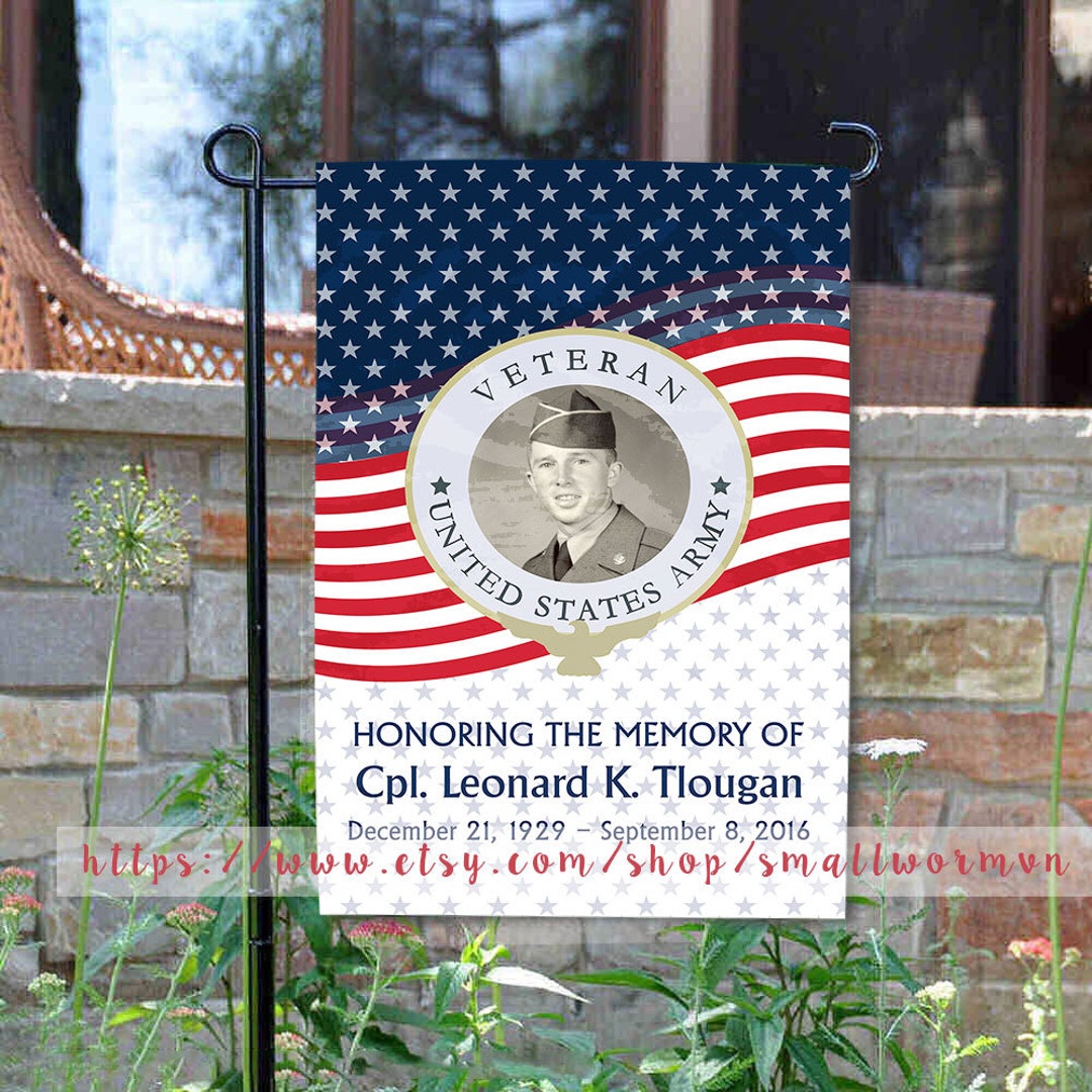 Military Veteran Memorial Flag, Home of Soldier Yard Flag, Welcome ...