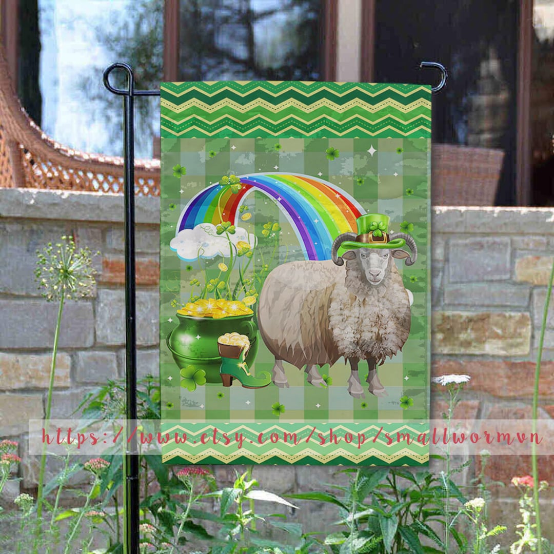 Sheep Patrick Day Flag, Cute Sheep Gift Irish Shamrock St Patrick Day ...