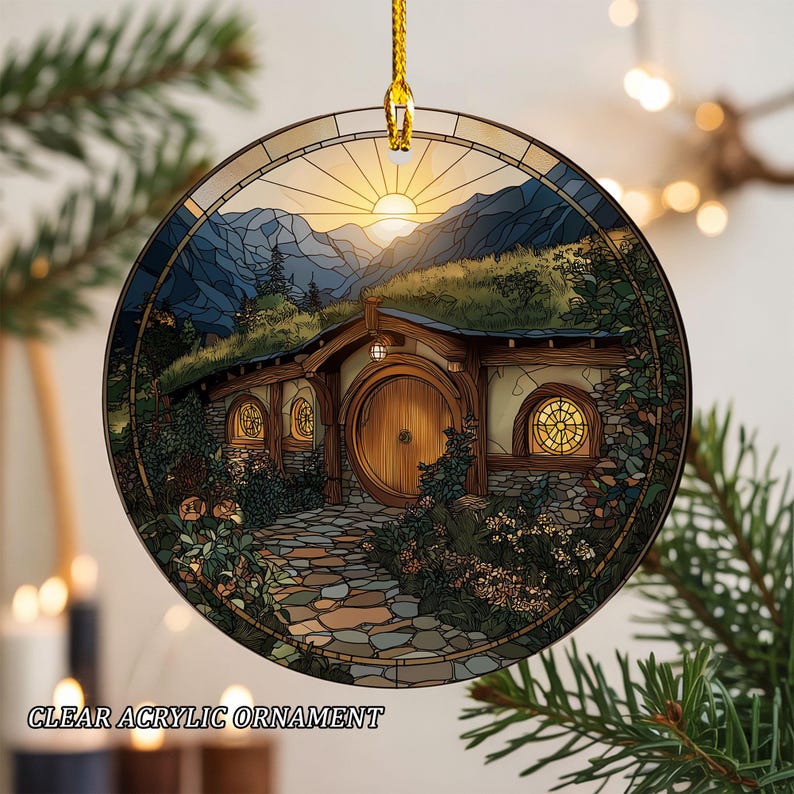 Stained Glass Hobbit House Ornament, Door Hobbit Window Suncatcher ...