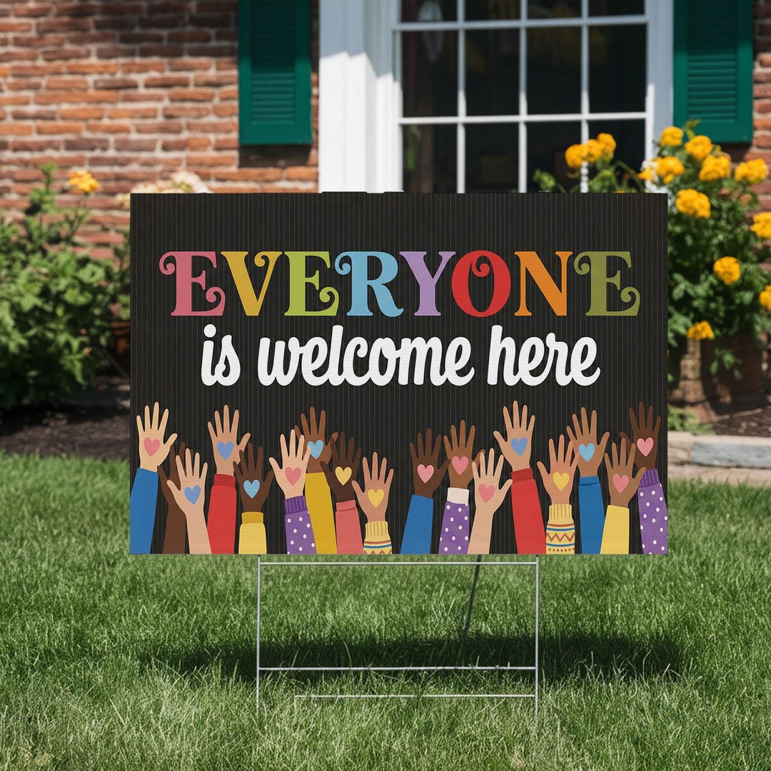 Kind People Welcome Here Yard Sign, Floral Everyone is Welcome Lawn ...