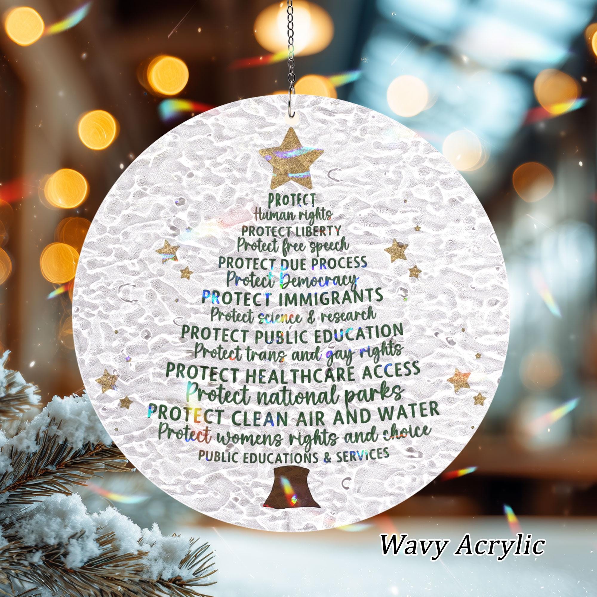 Protect Democracy Christmas Tree Ornament, Social Justice Holiday ...