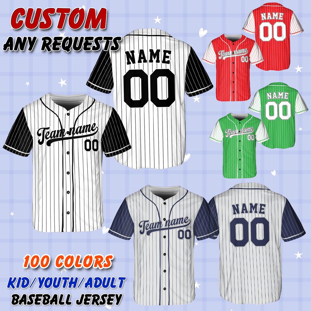 Custom Number Baseball Team Jersey, Custom Name Number Color Jersey ...