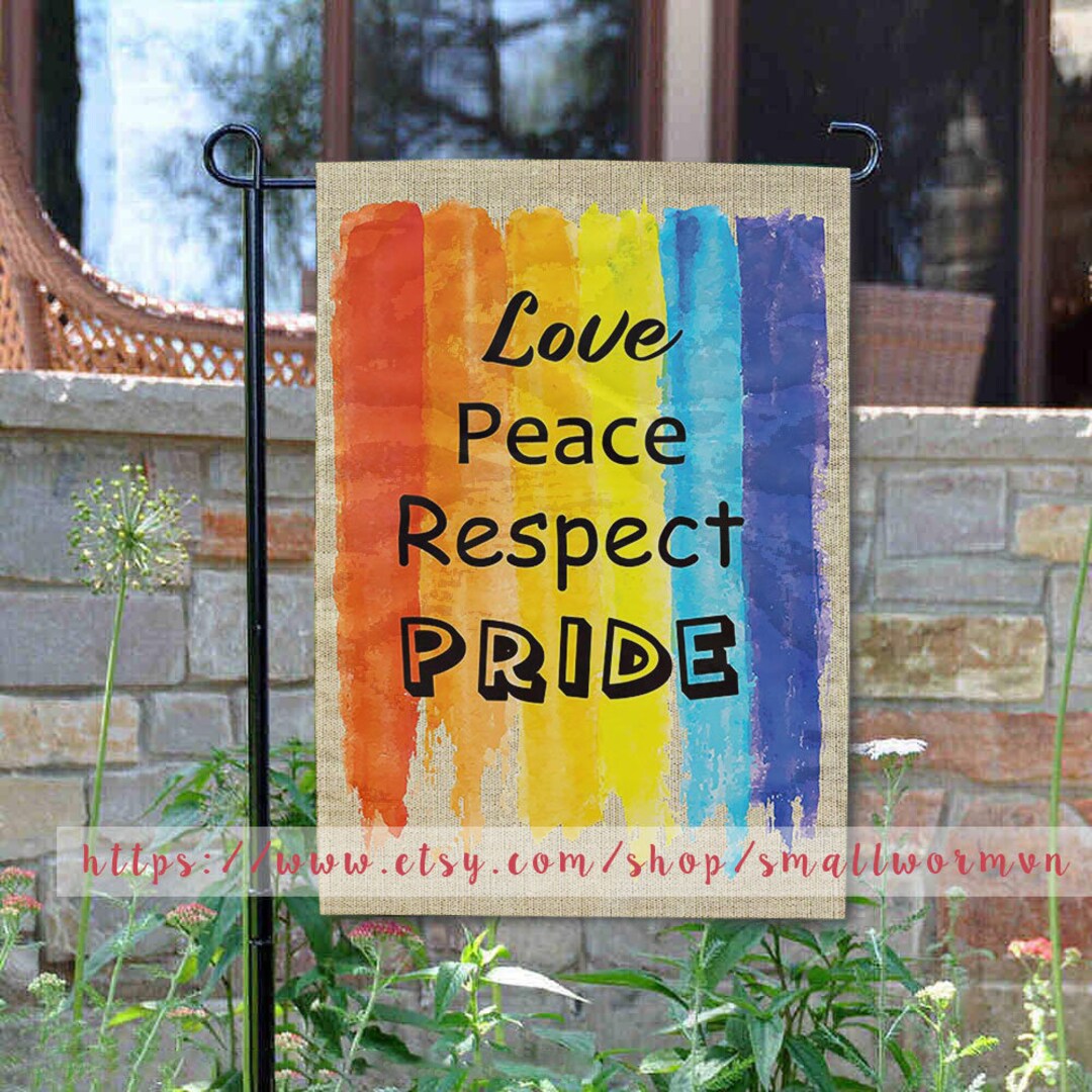LGBT Pride Love Flag, Love Peace Respect Pride Flag, Home Yard Lawn ...