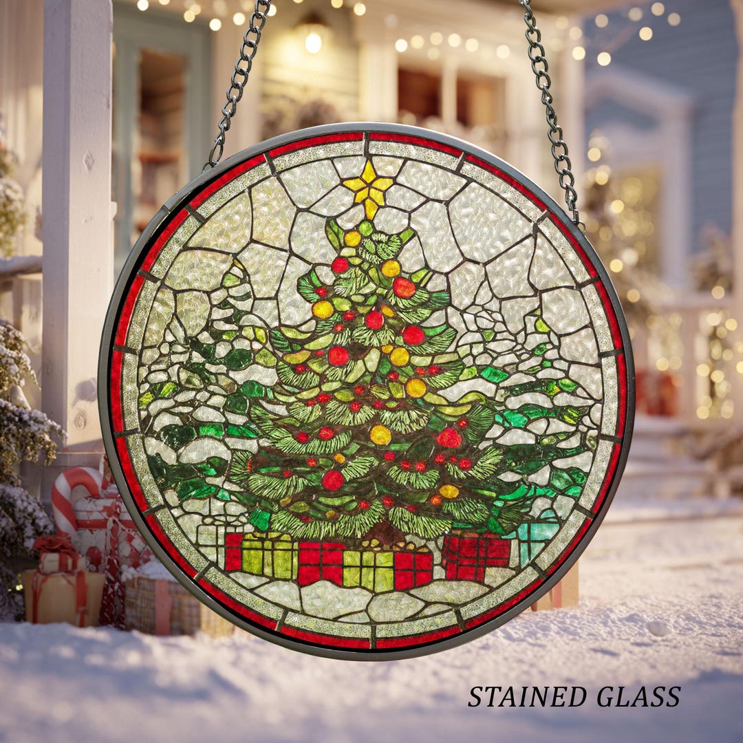 Christmas Tree Stained Glass, Christmas Tree Suncatcher, Christmas ...