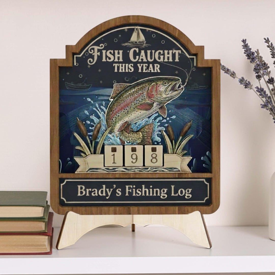 Personalized River Fishing Tracker Sign, Successful Catches This Year ...