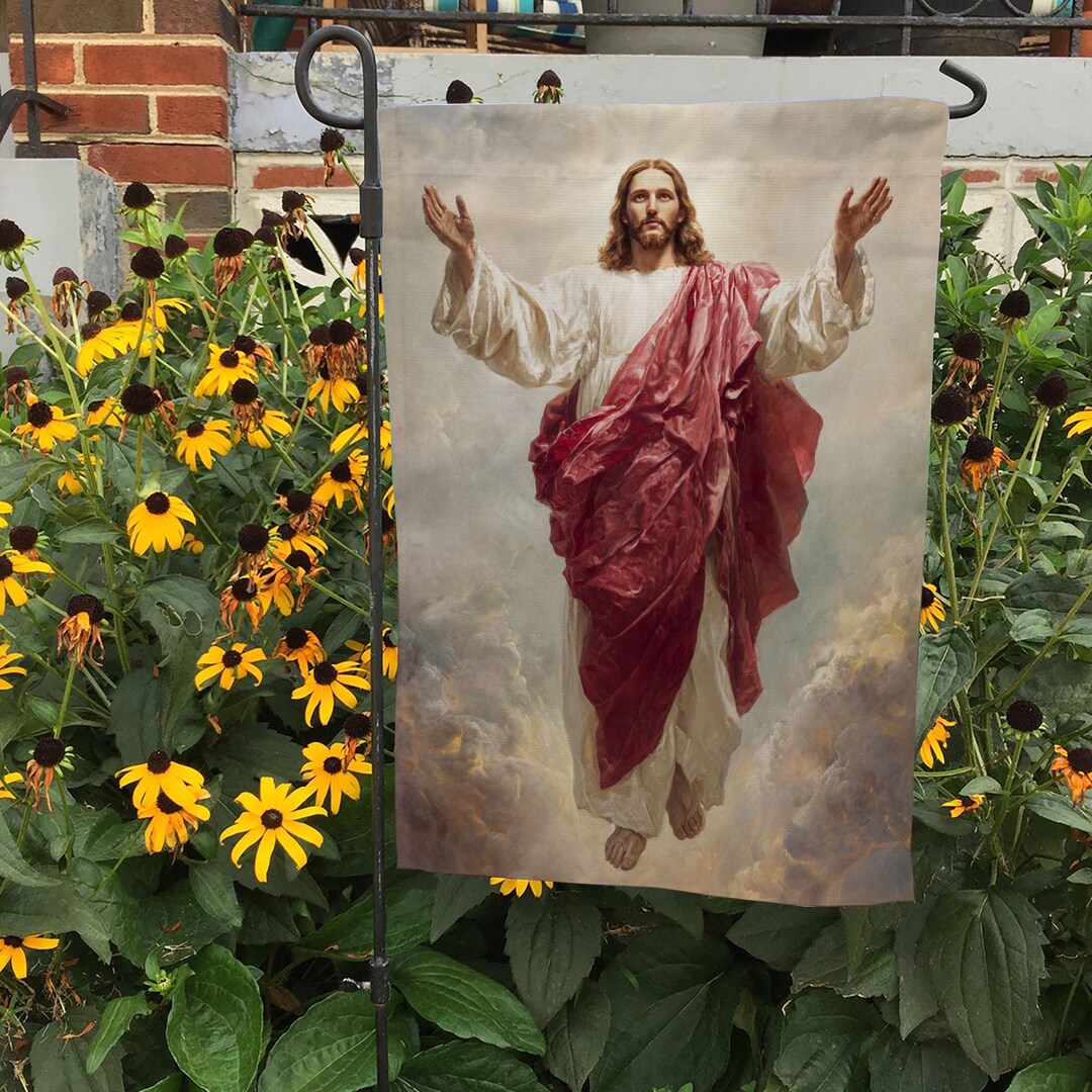 Jesus Christ Ascension Garden Flag, Religious Savior Yard Decor ...