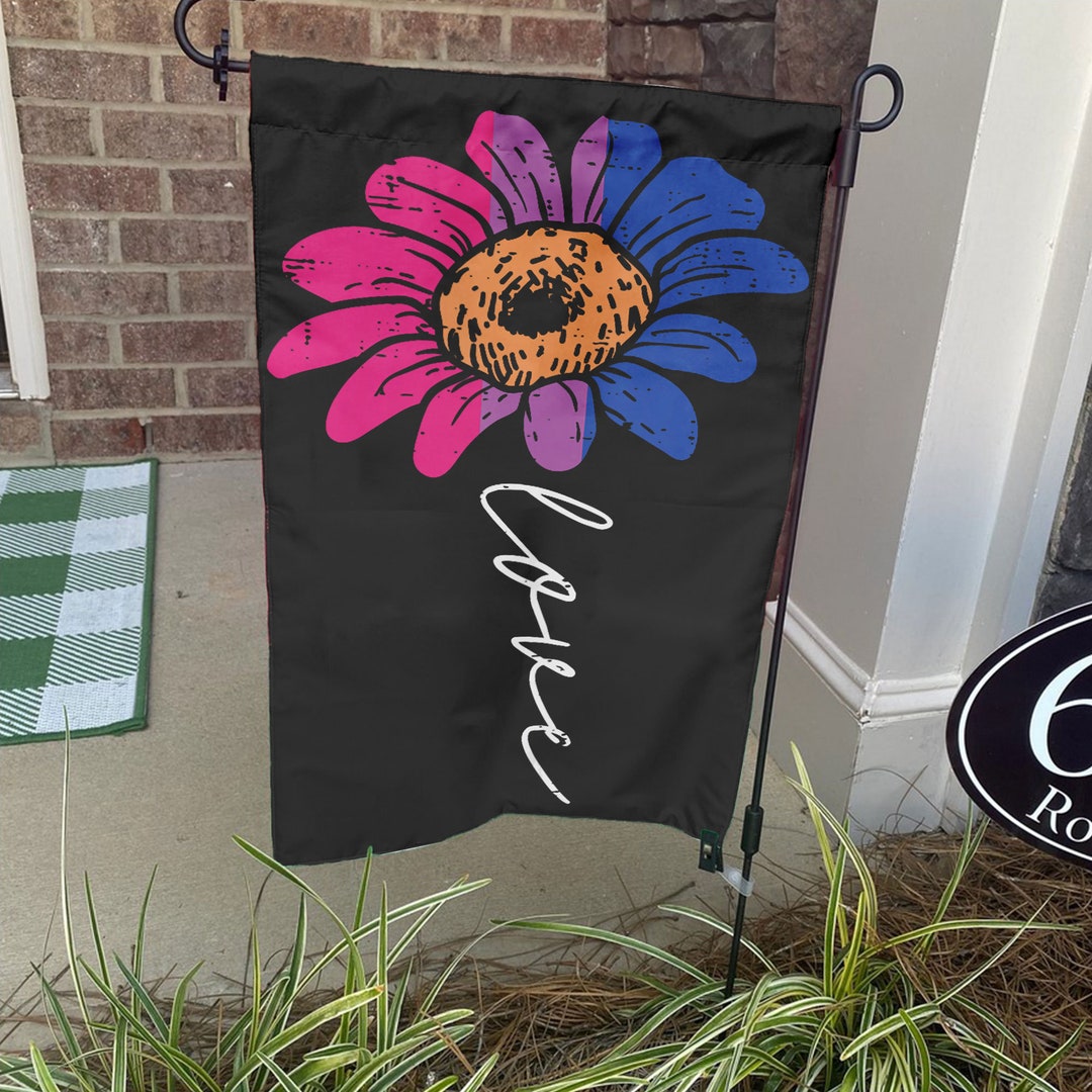 Love Sunflower Floral Flag, LGBTQ Bisexual Flag, Gay Pride Ally Bi ...