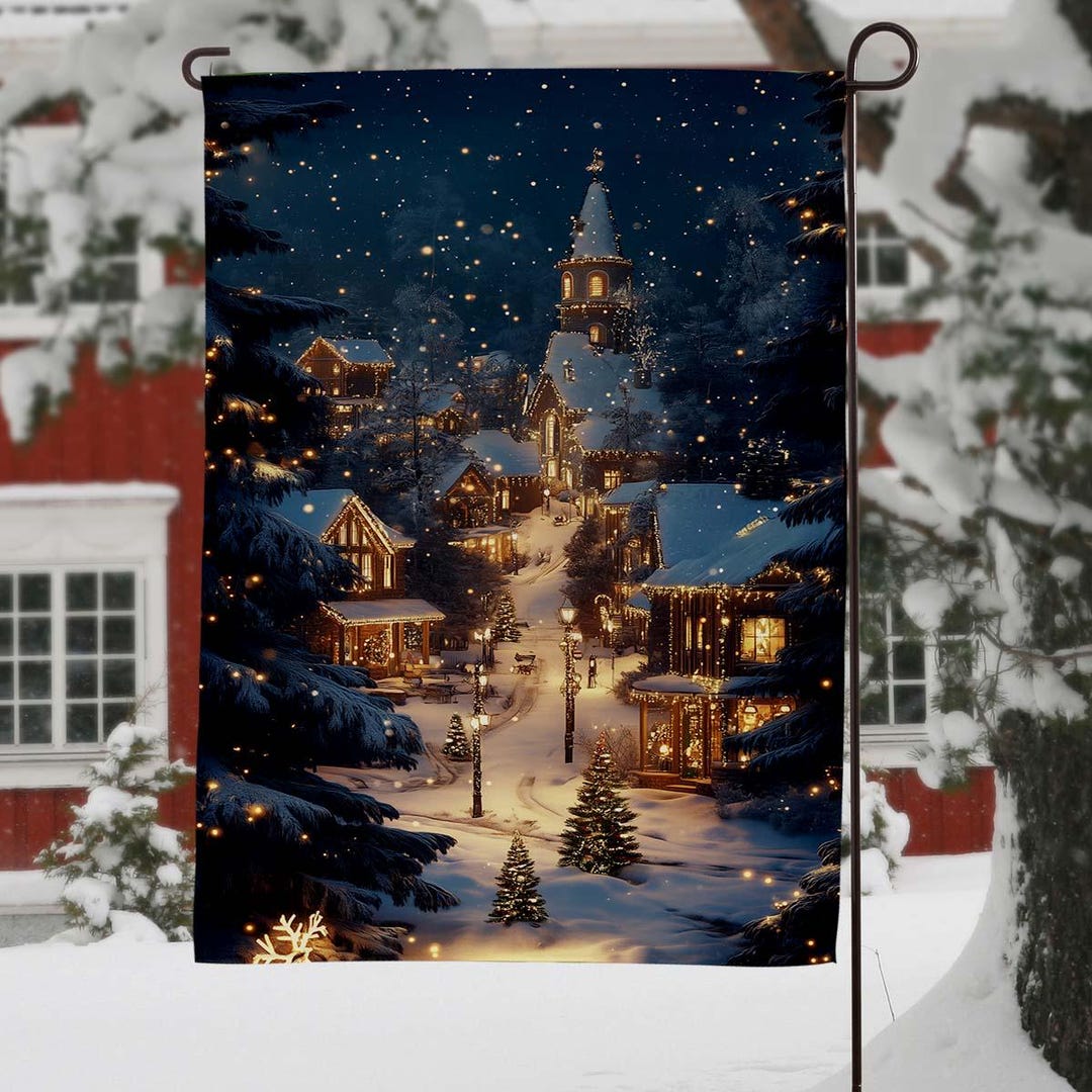 Christmas Village Yard Sign, Holiday Garden Flag, Winter Flag, Yard ...