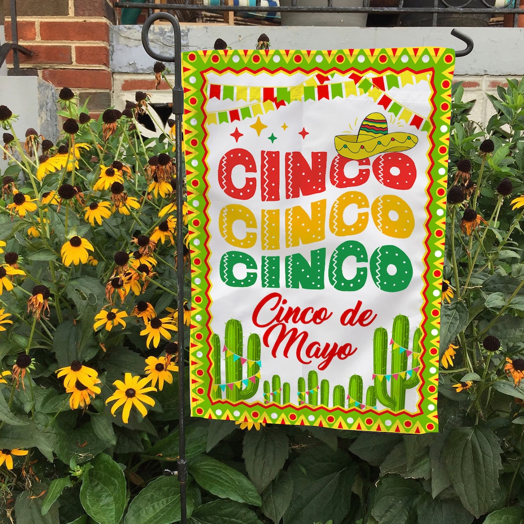 Cinco Cinco Cinco De Mayo Flag, Mexican Fiesta Garden Flag, Fiesta Yard ...