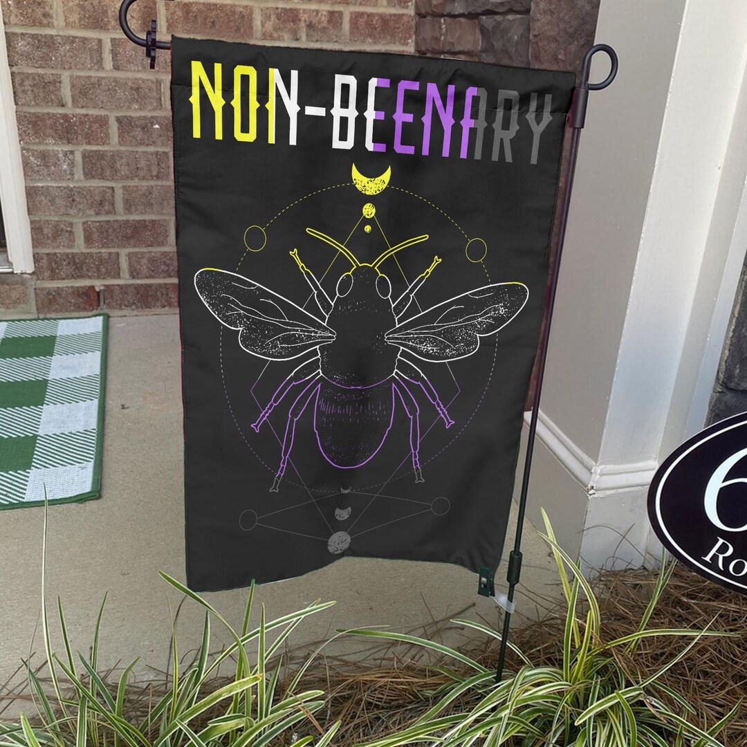 Nonbinary Bee LGBT Flag, Nonbinary Garden Flag, Genderqueer Non Binary House Flag, Progress ...