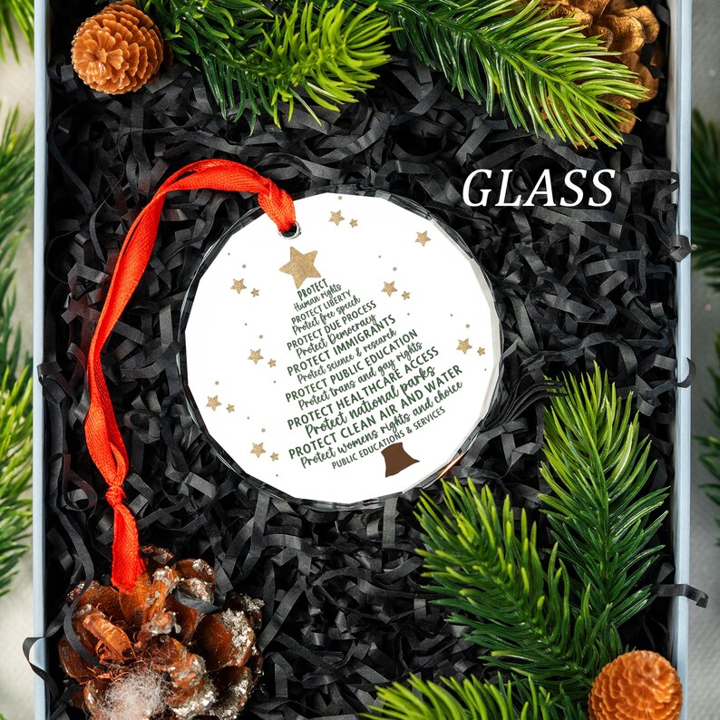 Protect Democracy Christmas Tree Ornament, Social Justice Holiday ...