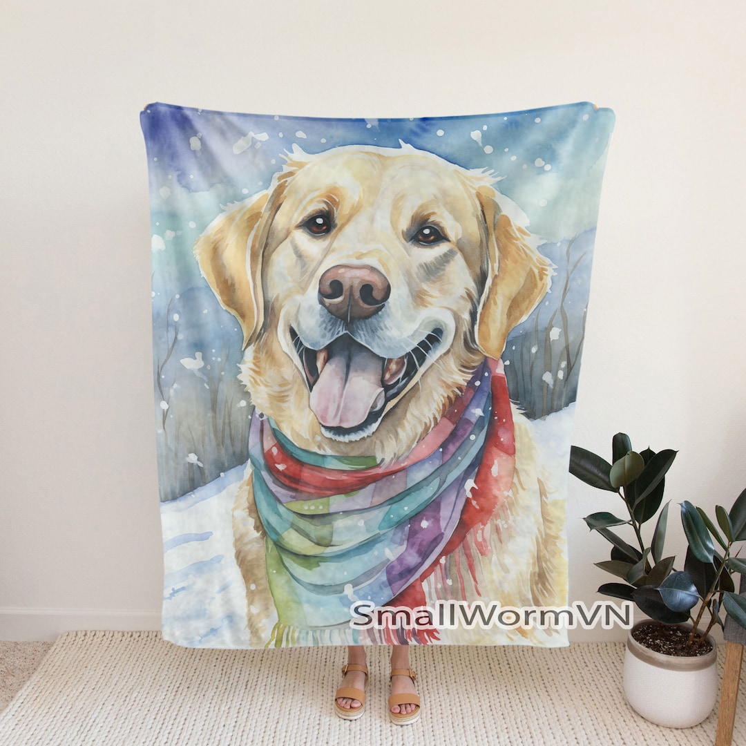 Labrador Retriever Blanket Happy Xmas Dog in Winter Holiday - Etsy