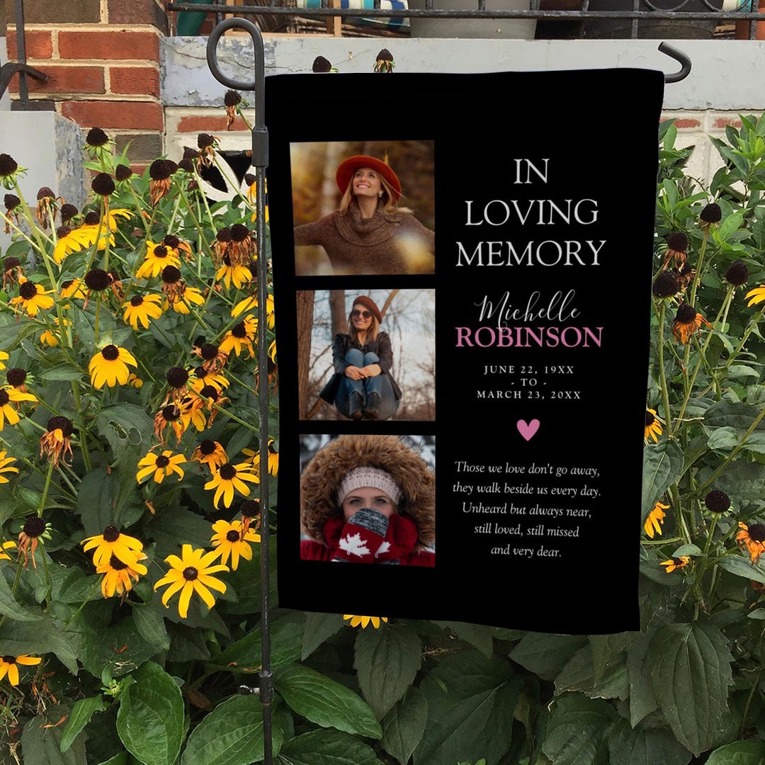 In Loving Memory Flag, Personalized Memorial Photo Garden Flag, Funeral ...