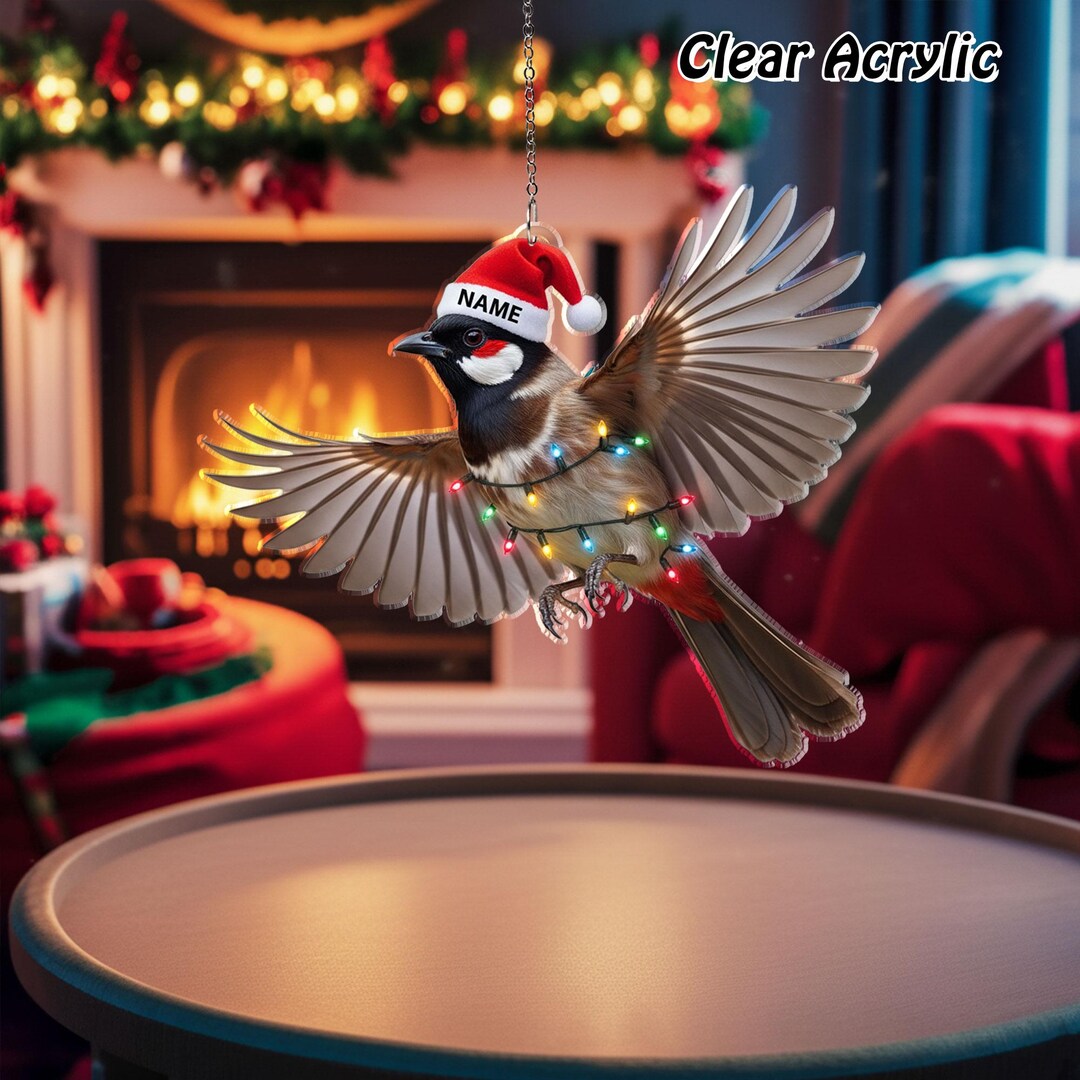 Personalized Red-whiskered Bulbul Ornament, Custom Bird Lover Gift ...