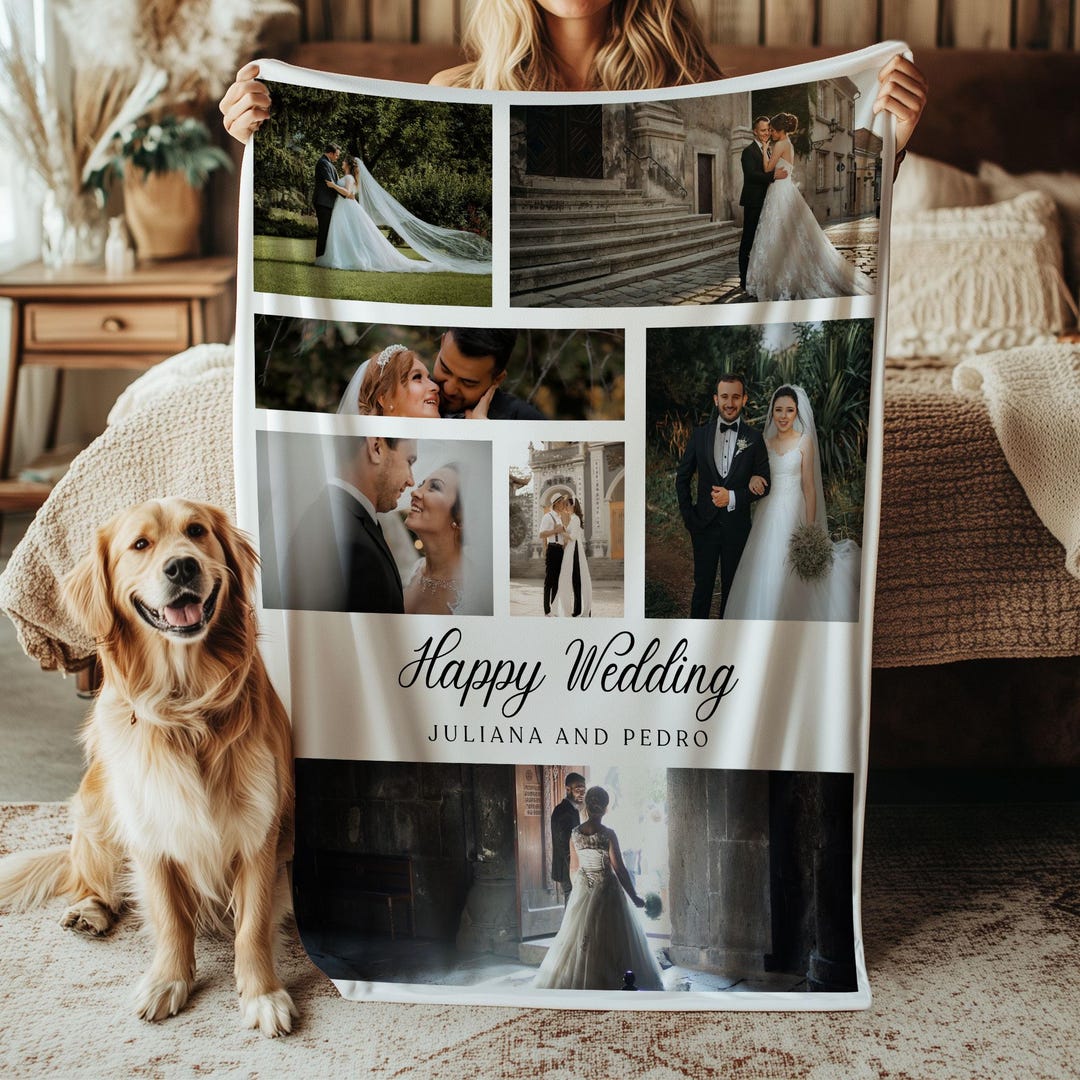 Custom Wedding Anniversary Blanket, Personalized Photo Blanket Collage ...