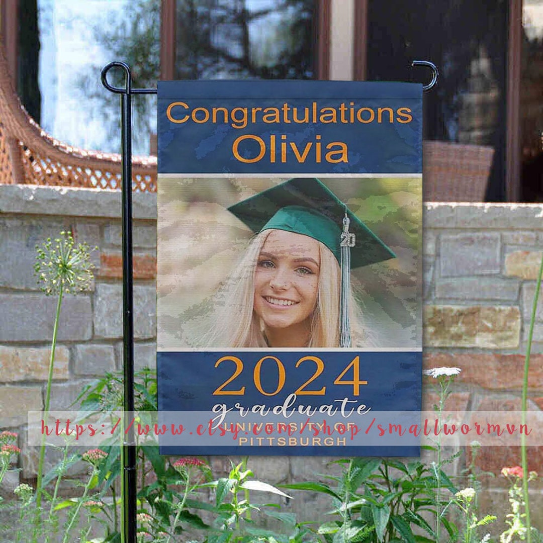Custom 2024 Grad Yard Flag, Outdoor Flags for Graduation Party, Senior ...
