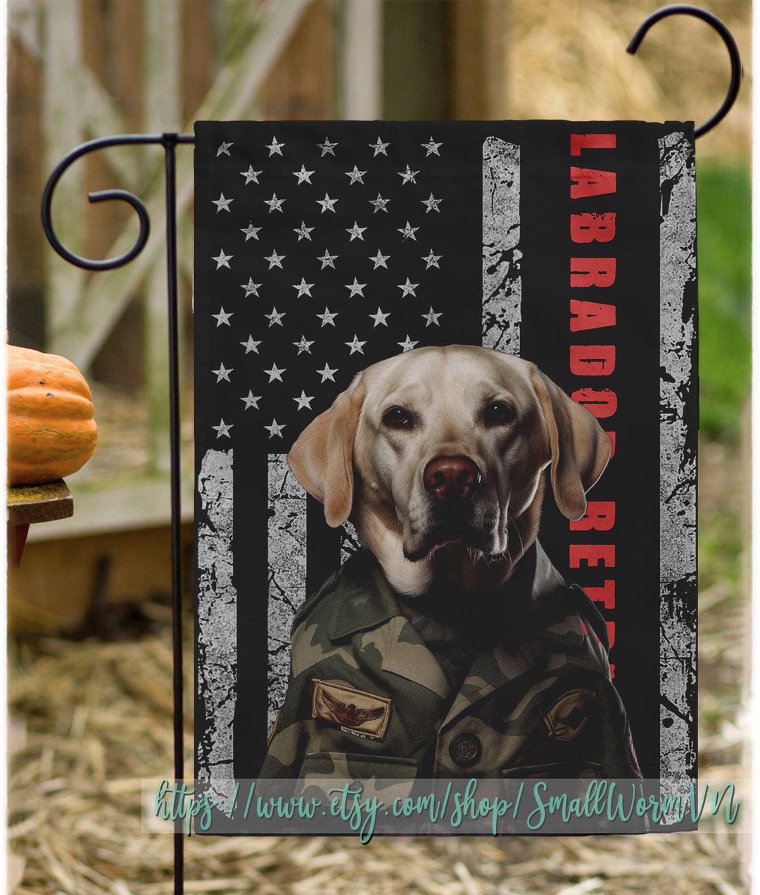 Labrador Retriever US Soldier Flag, U.S Army Veteran Red Line American ...
