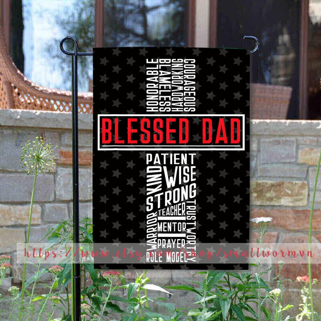Christian, Blessed Dad, Bible Cross, Holy Fathers Day Flag, Bible Verse ...