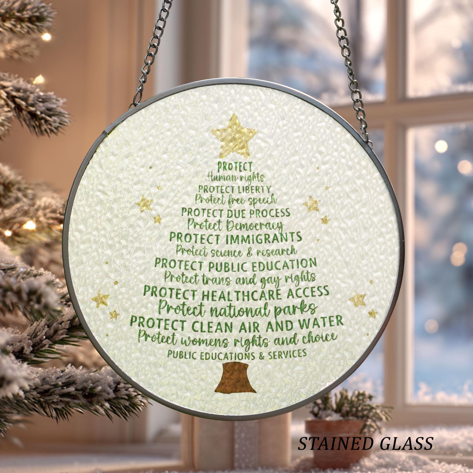 Protect Democracy Christmas Tree Ornament, Social Justice Holiday ...