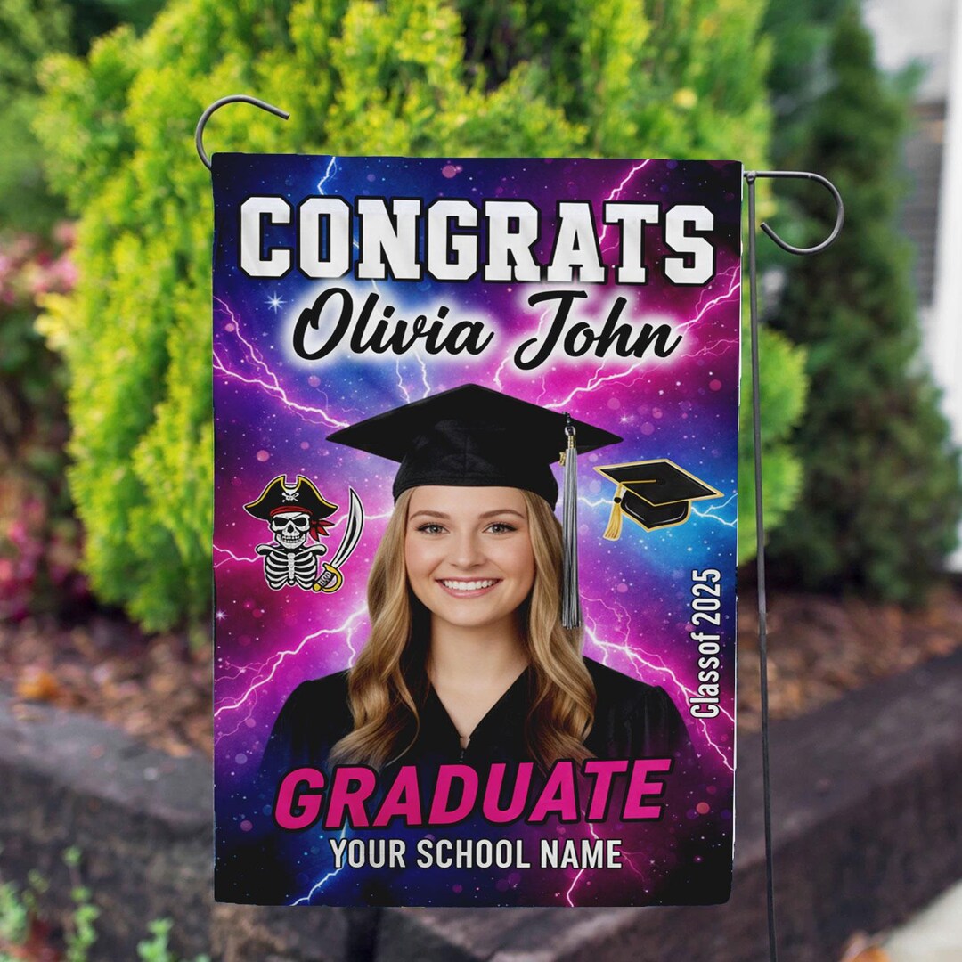 Purple Galaxy Custom Graduation Flag, Add Your Photo Senior 2026 Flag ...