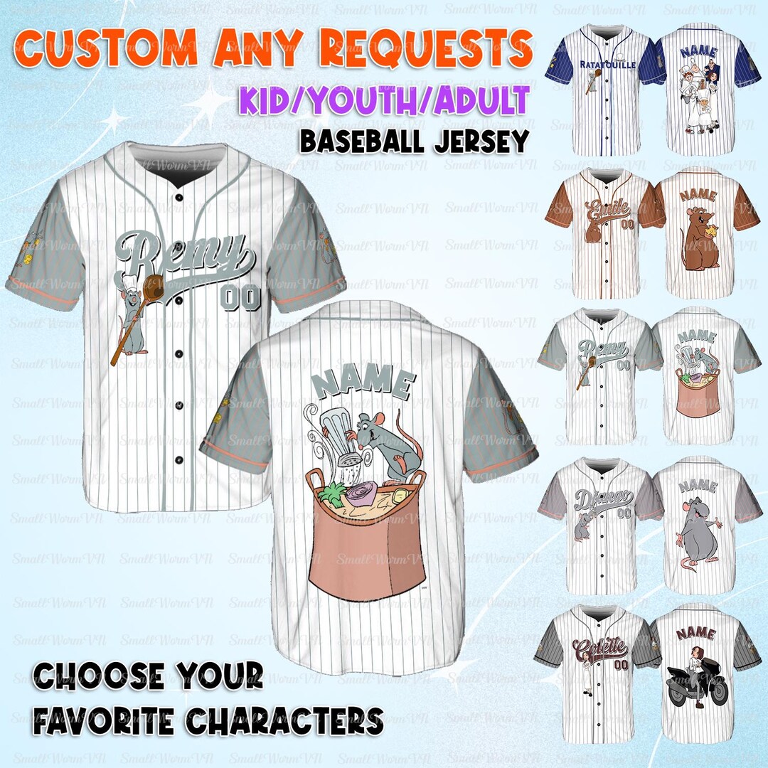 Disney Ratatouille Movie Baseball Jersey, Remy Little and Friends ...