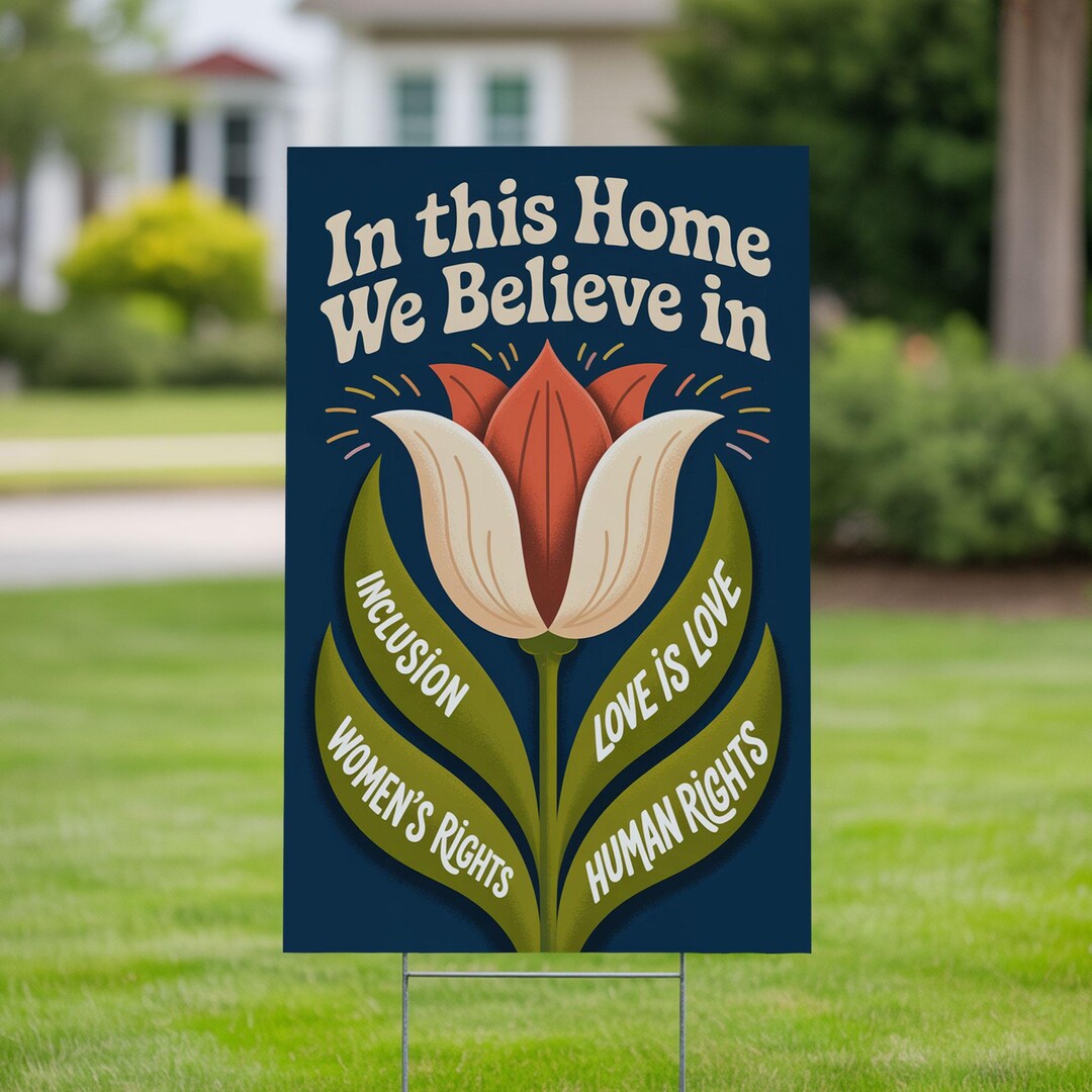 In This Home We Believe Yard Sign, Lotus Flower Spiritual Decor ...
