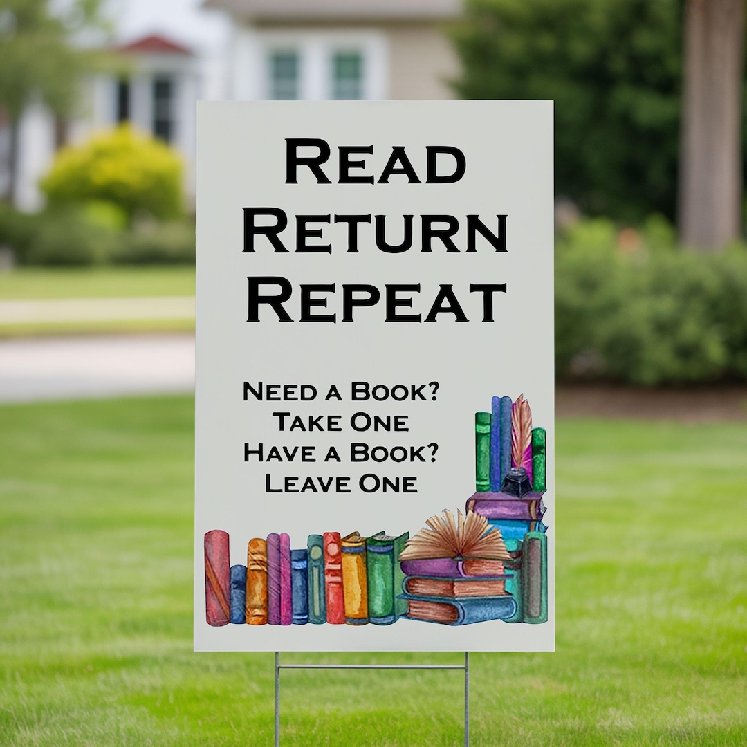 Read Return Repeat Yard Sign, Library Garden Banner, Literacy Education ...