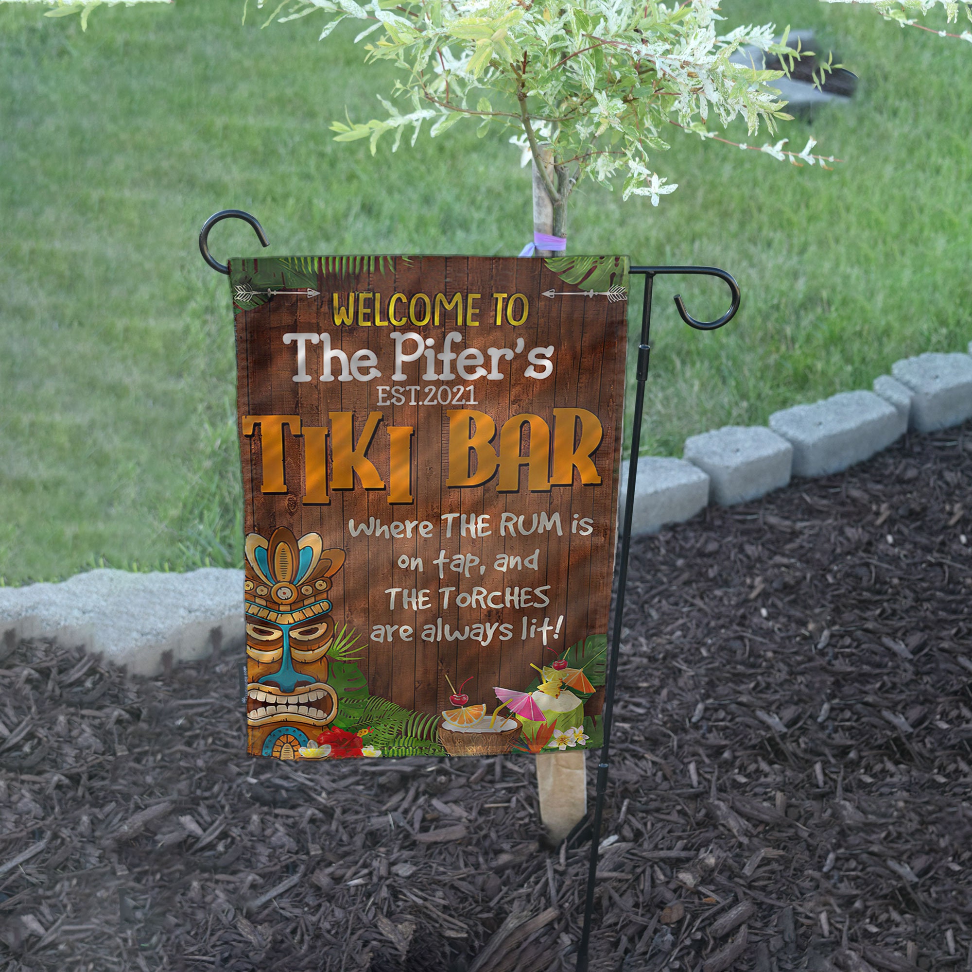Personalized Welcome to Tiki Bar Flag, Tiki Bar, Pool Bar, Beach Bar ...