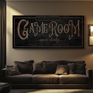 Personalized Game Room Sign, Custom Game Room Family Last Name Sign ...