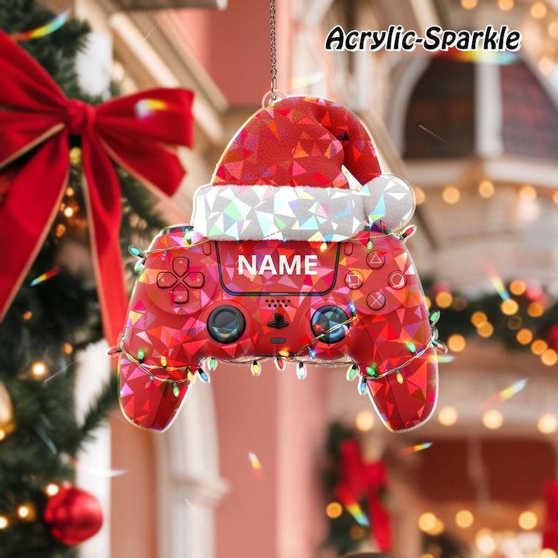 Controller Christmas Ornament, Custom 2D FLAT Keepsake, Gaming Holiday ...