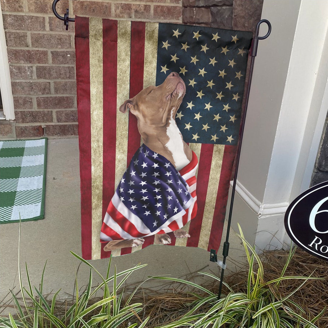 Pit Bull USA Tea Flag, Vintage American Flag, Dog Lover Gifts, 4th July ...