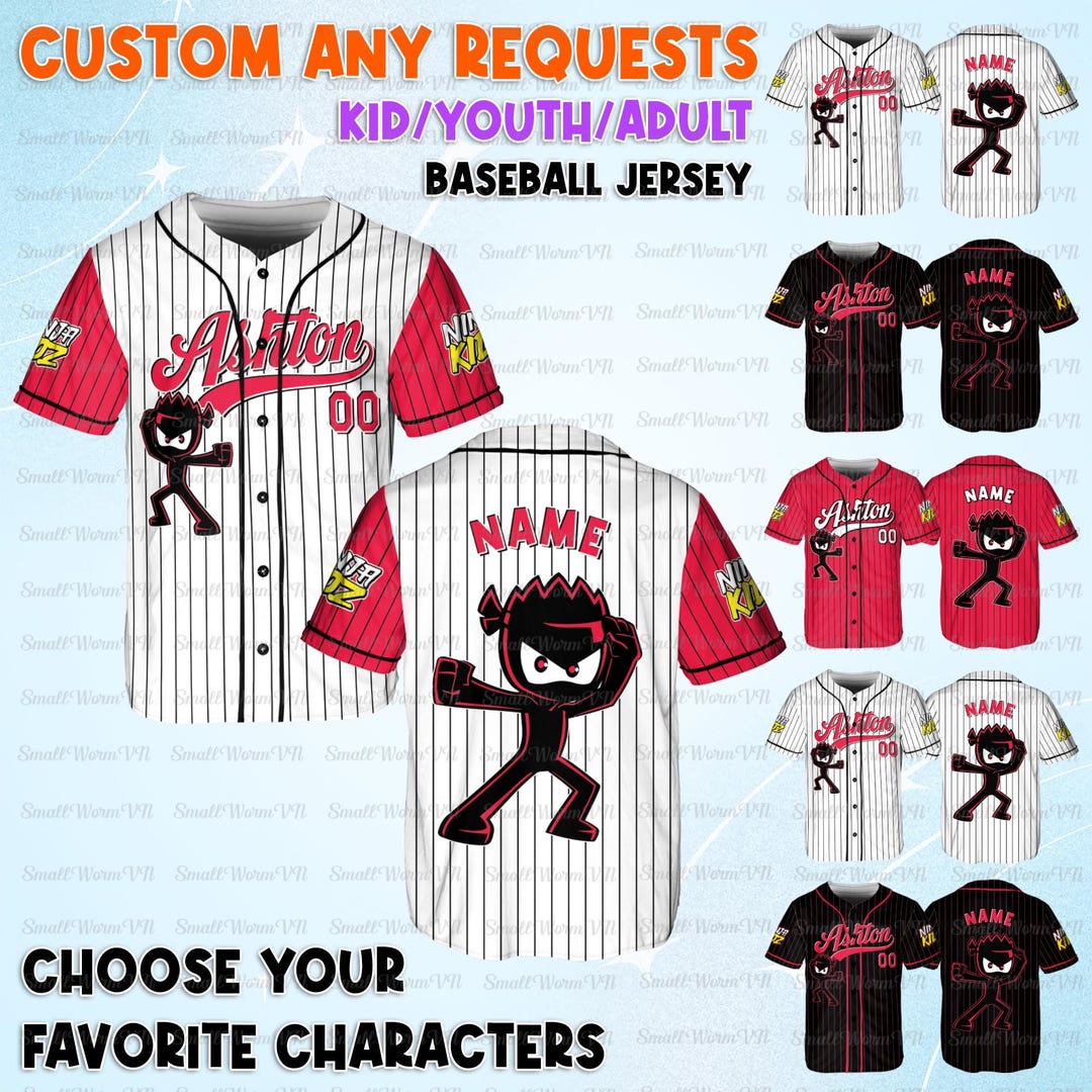Personalized Ashton Ninja Kidz Jersey, Ninja Kidz TV Ashton Red Jersey ...