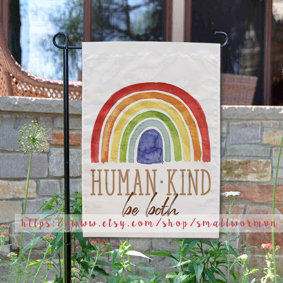 Rainbow Human Kind Flag, Bleeding American Garden Decor, No Justice No ...